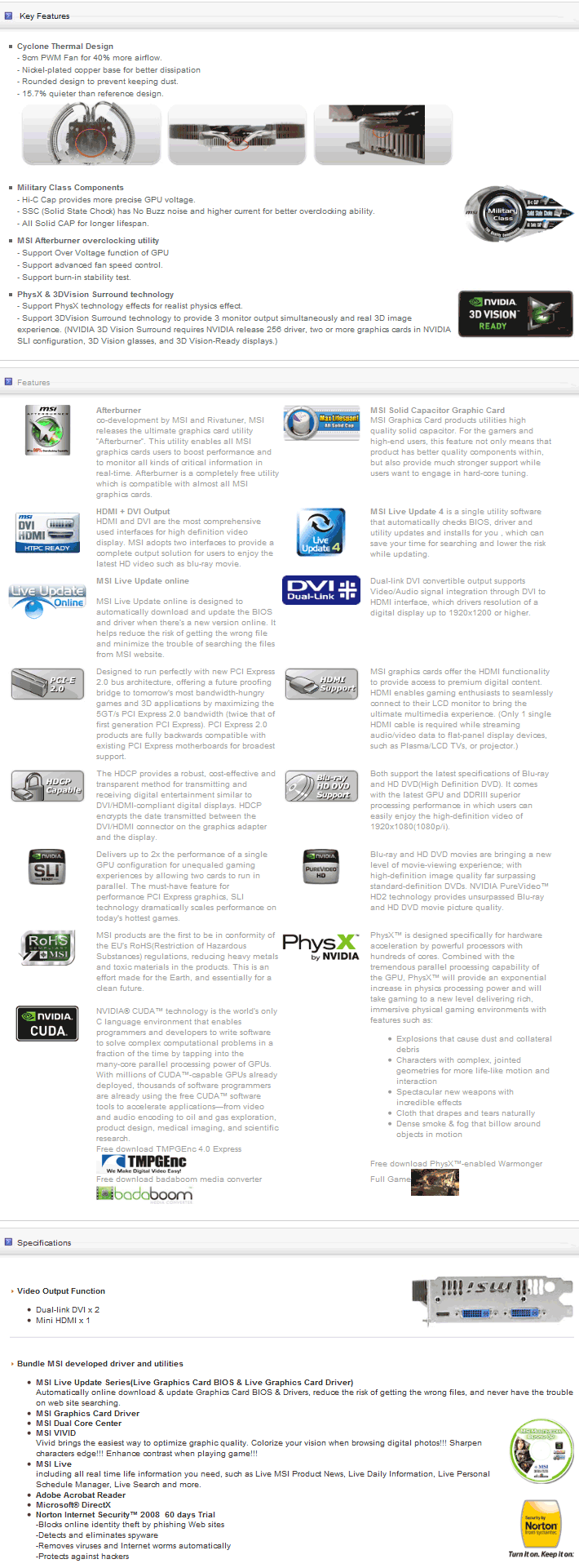 Buy MSI GeForce GTX 460 Cyclone 1GB Overclocked [VGAMSI46001B] | PC ...