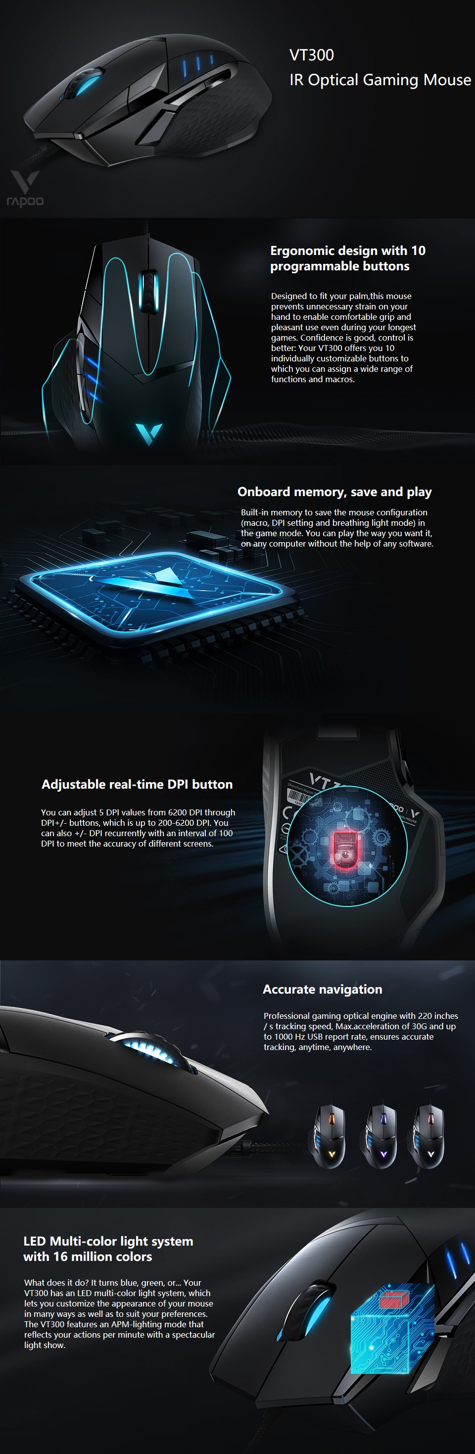 Buy Rapoo VT300 IR RGB Optical Gaming Mouse [VT300-IR] | PC Case Gear ...