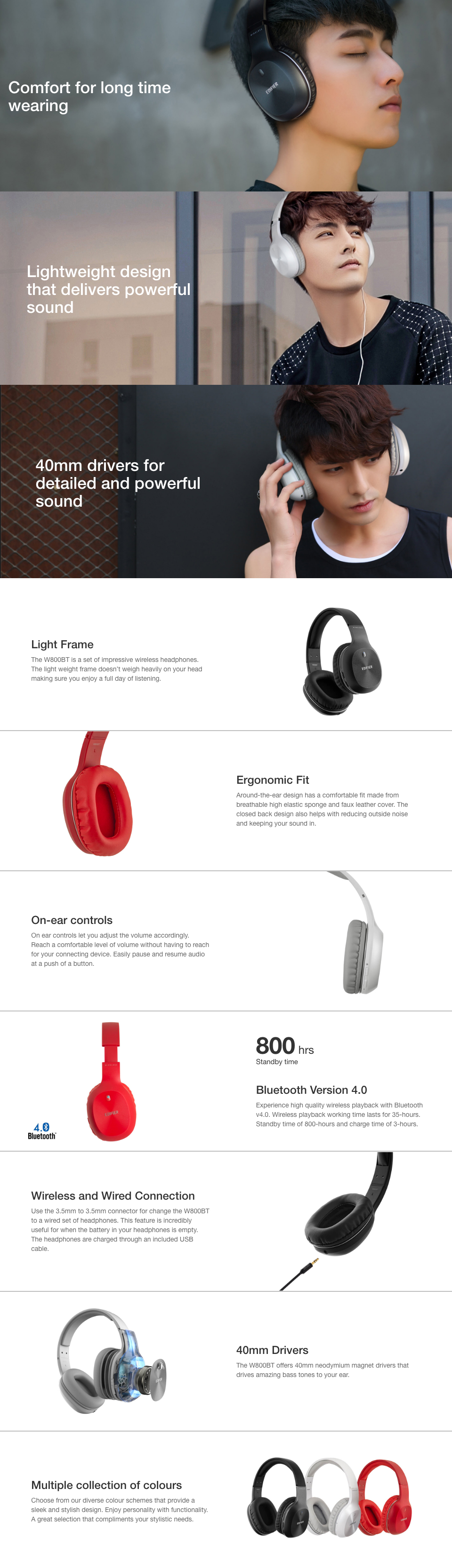 Buy Edifier W800BT Bluetooth Wireless Headphones [W800BT-BK] | PC Case ...
