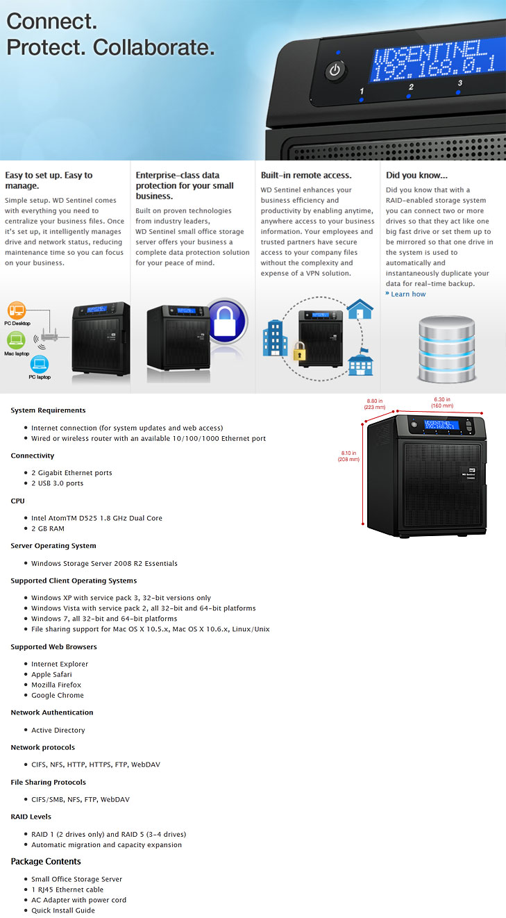 Buy WD Sentinel DX4000 4TB Small Office Server [WDBLGT0040KBK-AESN ...