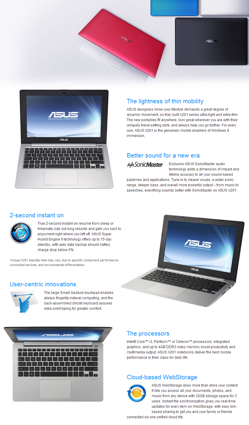 Buy ASUS X201E-KX101H 11.6in Notebook [X201E-KX101H] | PC Case Gear ...