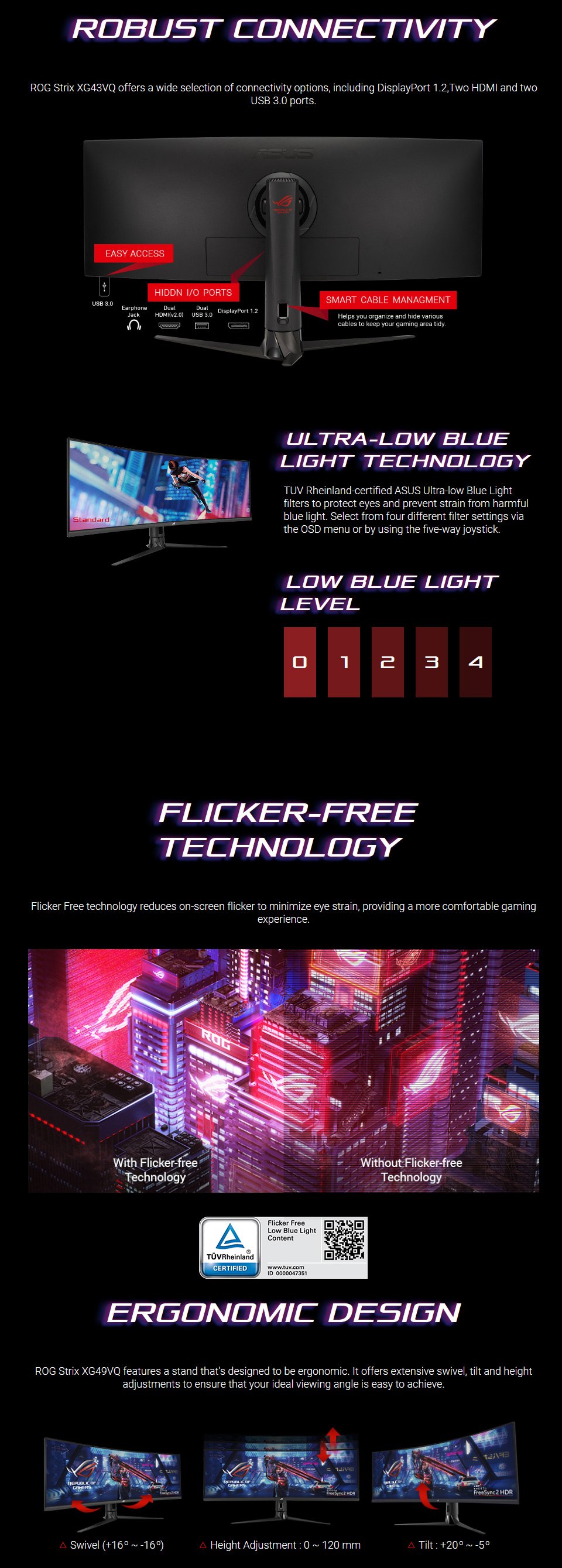 Buy ASUS ROG XG43VQ DFHD+ S-UltraWide 120Hz FreeSync 43in Monitor ...