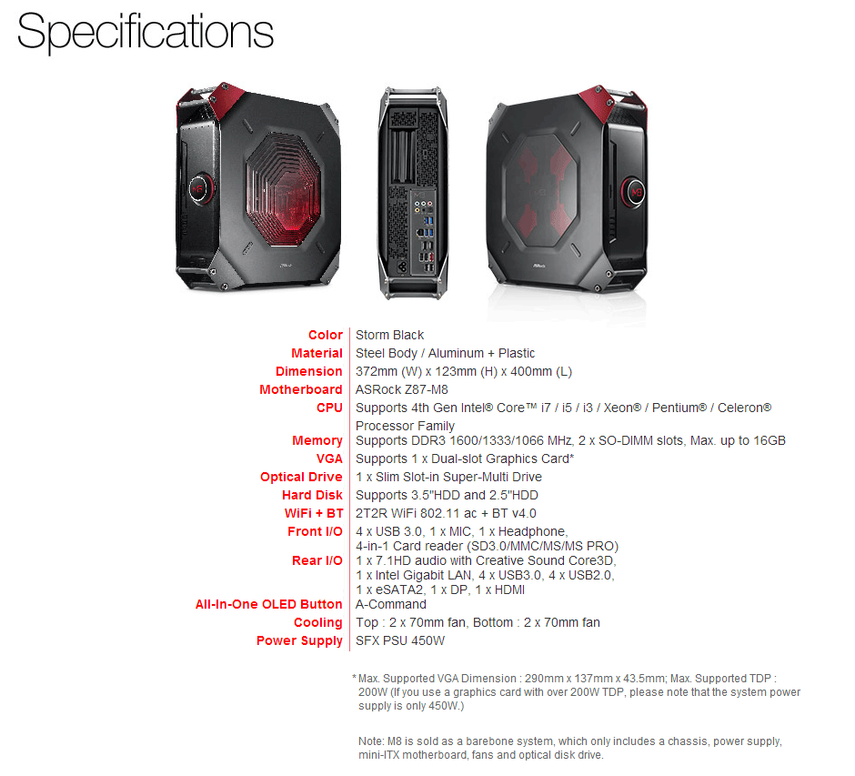 Buy ASRock M8 Gaming Barebone [Z87-M8] | PC Case Gear Australia