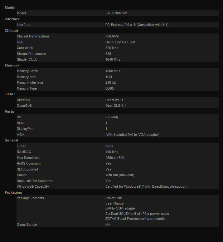 Buy Zotac GeForce GTX 560 1GB [ZT-50708-10M] | PC Case Gear Australia