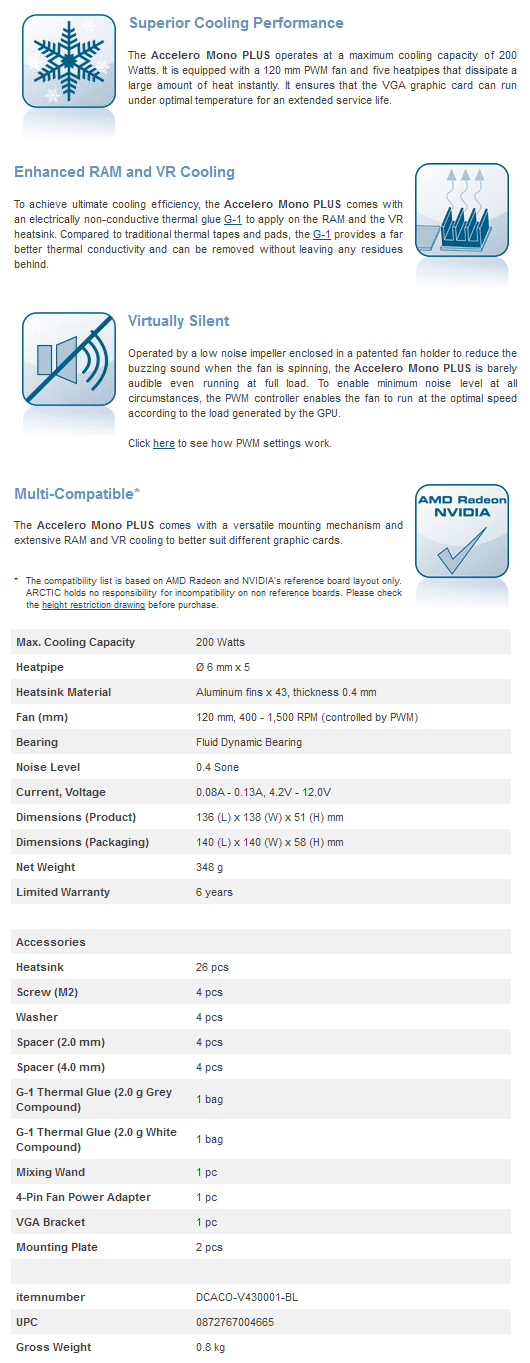 Buy Arctic Cooling Accelero Mono Plus VGA Cooler [AC-MONO-PLUS] | PC ...