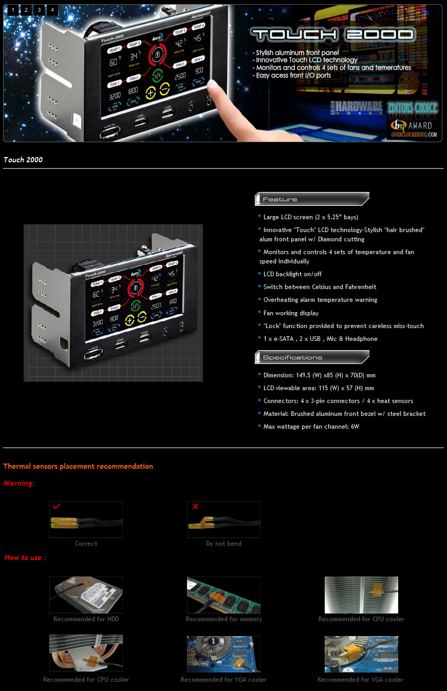 Buy Aerocool Touch 2000 Panel [AERO-EN55345] | PC Case Gear Australia