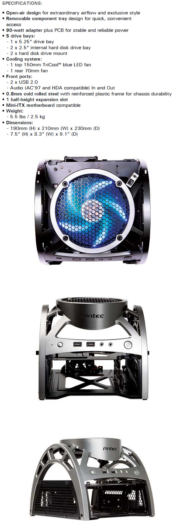 Buy Antec Mini Skeleton Case [MINI-SKELETON] | PC Case Gear Australia