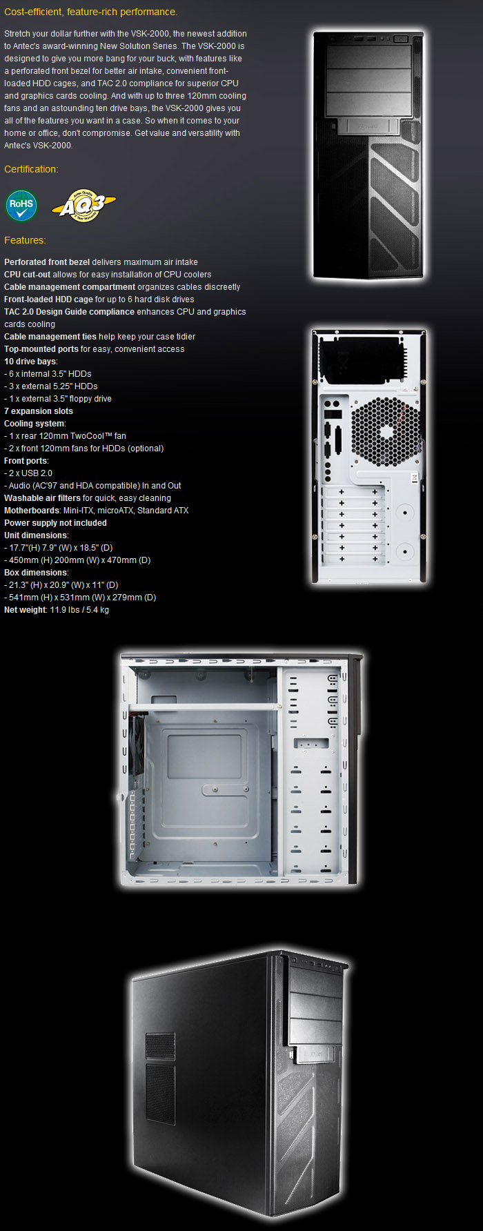 Buy Antec New Solution VSK-2000 Case [VSK-2000] | PC Case Gear Australia