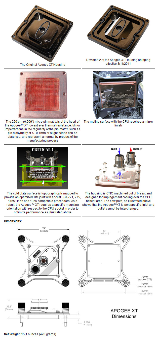 Buy Swiftech Apogee XT Rev2 CPU Water Block [ST-ApogeeXT2] | PC Case ...