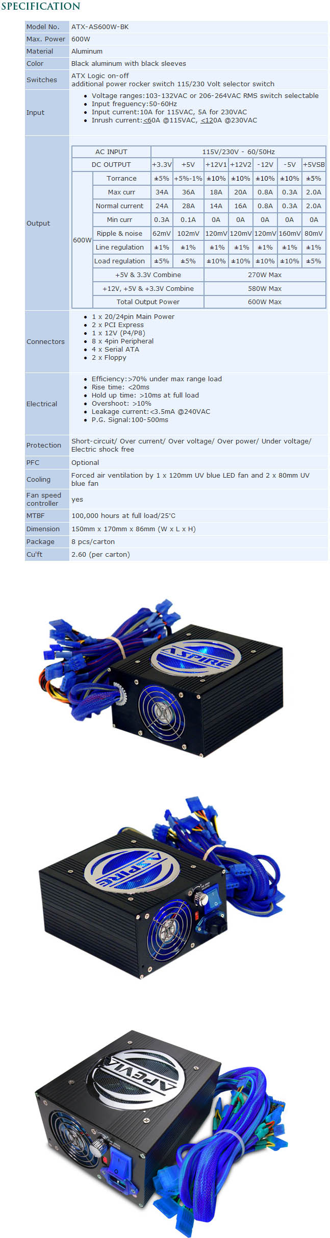 Buy APEVIA Dark Side 600W Power Supply [APV-ATX-AS600W] | PC Case Gear ...