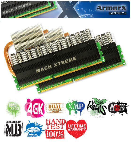 Buy Mach Xtreme Armor-X MXD3AX22004GK (2x2GB) DDR3 [MX-AX22004GK] | PC Case Gear Australia