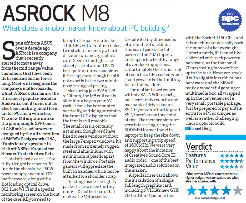 Buy ASRock M8 Gaming Barebone [Z87-M8] | PC Case Gear Australia