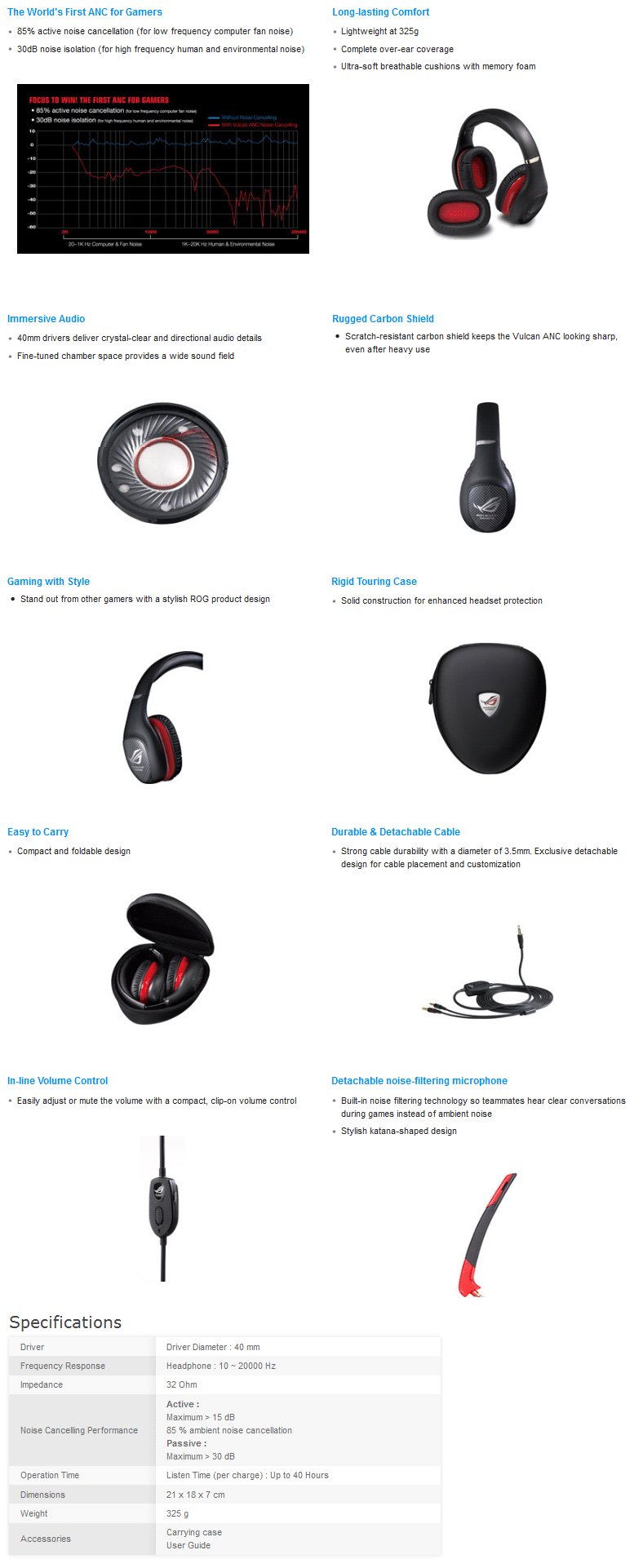 Buy ASUS ROG Vulcan ANC Headset [VULCAN] | PC Case Gear Australia