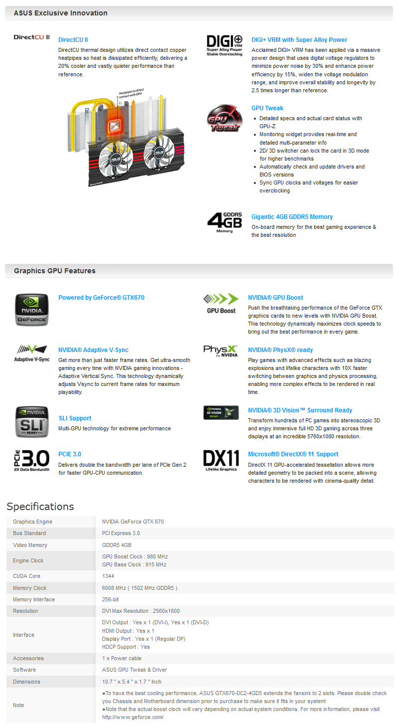 Buy ASUS GeForce GTX 670 DirectCU II 4GB [ENGTX670-DC2-4GD5] | PC Case ...