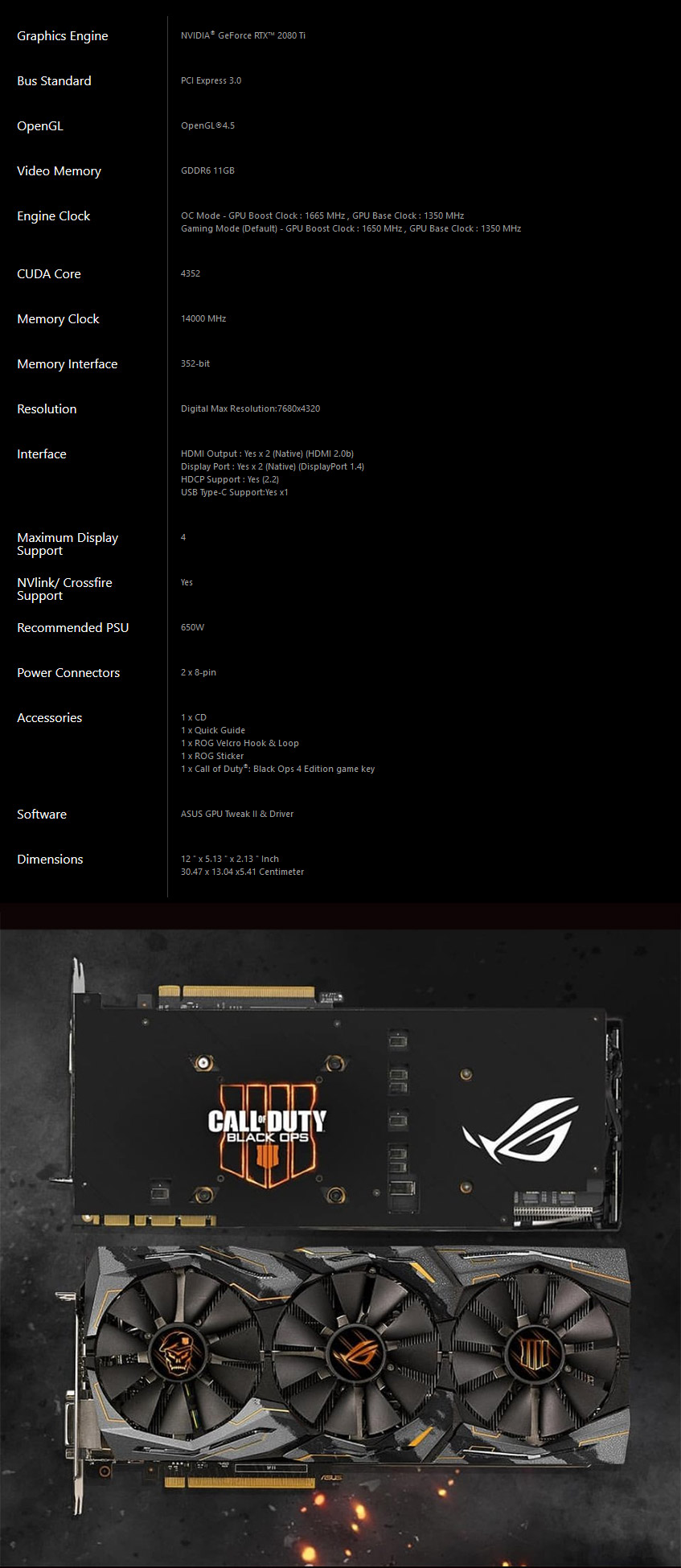 Buy ASUS ROG Strix GeForce RTX 2080 Ti Black Ops 4 Edition 11GB [ROG ...