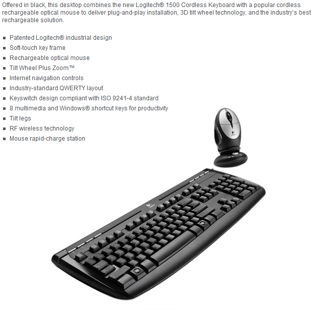 Buy Logitech Cordless 1500 Desktop [920-000572] | PC Case Gear Australia