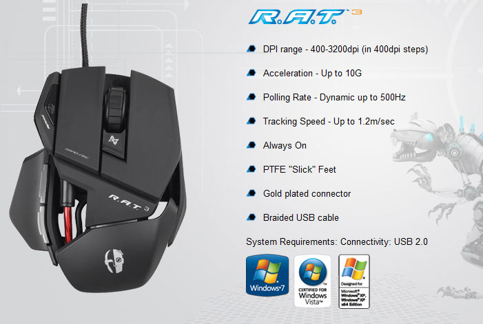 Buy Saitek Cyborg R.A.T. 3 Gaming Mouse [PCAC3GM03084] | PC Case Gear ...