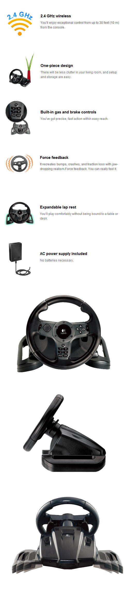 Buy Logitech Driving Force Wireless Steering Wheel for PS3 [LT-941 ...