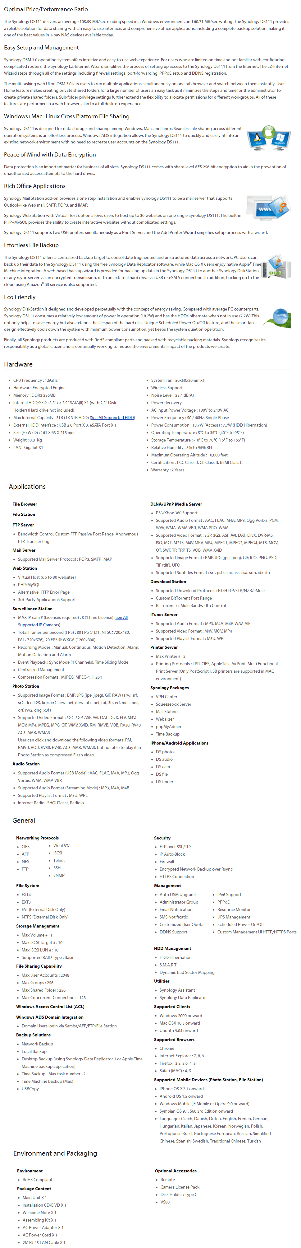 Buy Synology DS111 Standard Series 1-Bay NAS [29DS111] | PC Case Gear ...