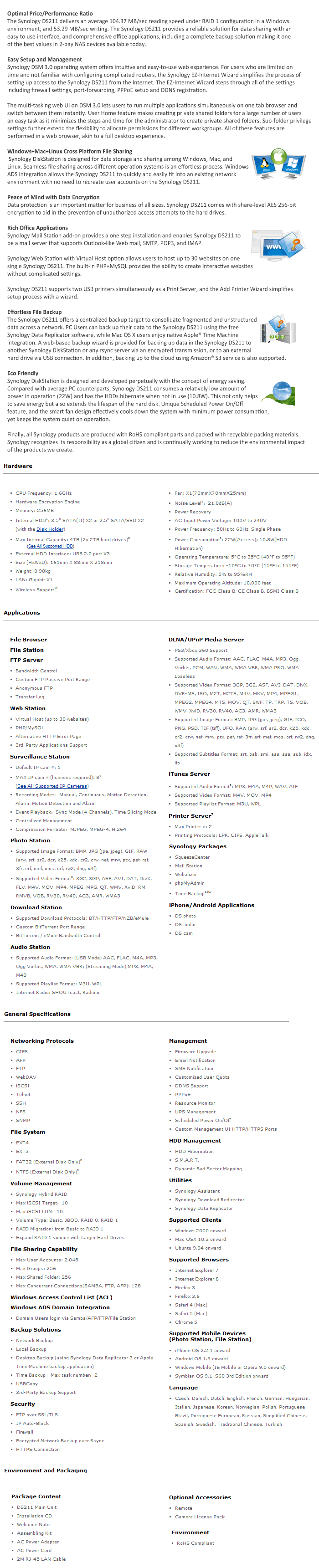 Buy Synology DS211 Standard Series 2-Bay NAS [29DS211] | PC Case Gear ...