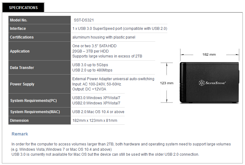 Buy Silverstone DS321 USB 3.0 dual-bay 3.5 RAID Enclosure [SST-DS321 ...