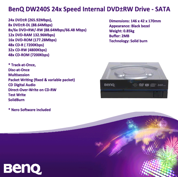 Buy BenQ DW240S 24x DVDRW Drive [DW240S] | PC Case Gear Australia