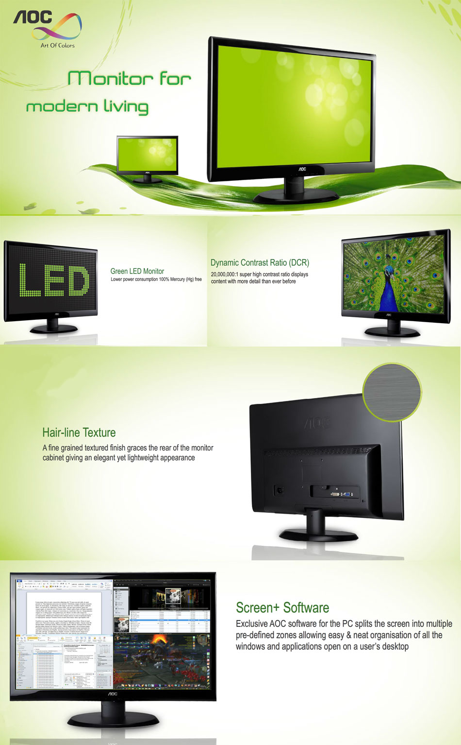 Buy AOC e2250Swd 21.5in LED Widescreen Monitor [E2250SWD] | PC Case Gear Australia