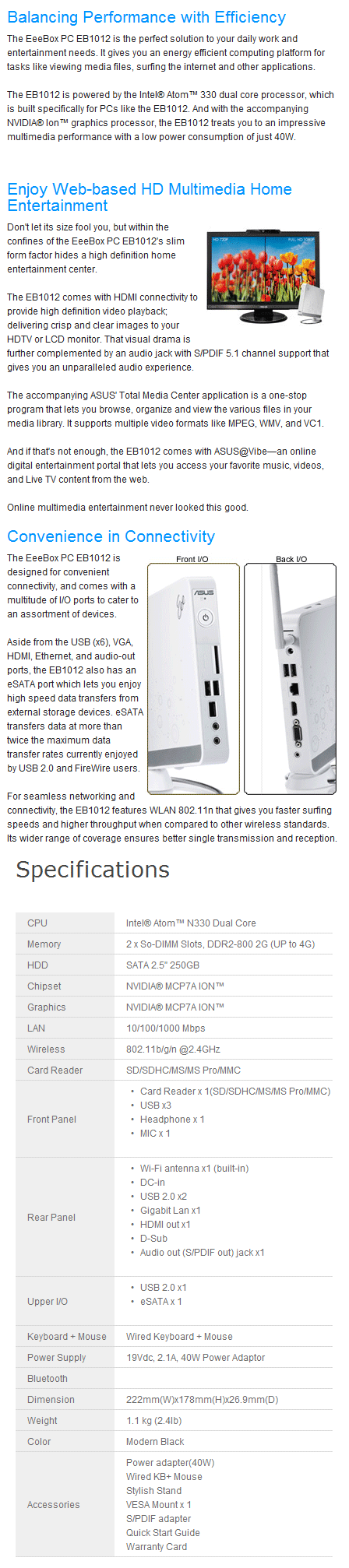 Buy ASUS EeeBox PC EB1012 Black [EB1012-BLK] | PC Case Gear Australia