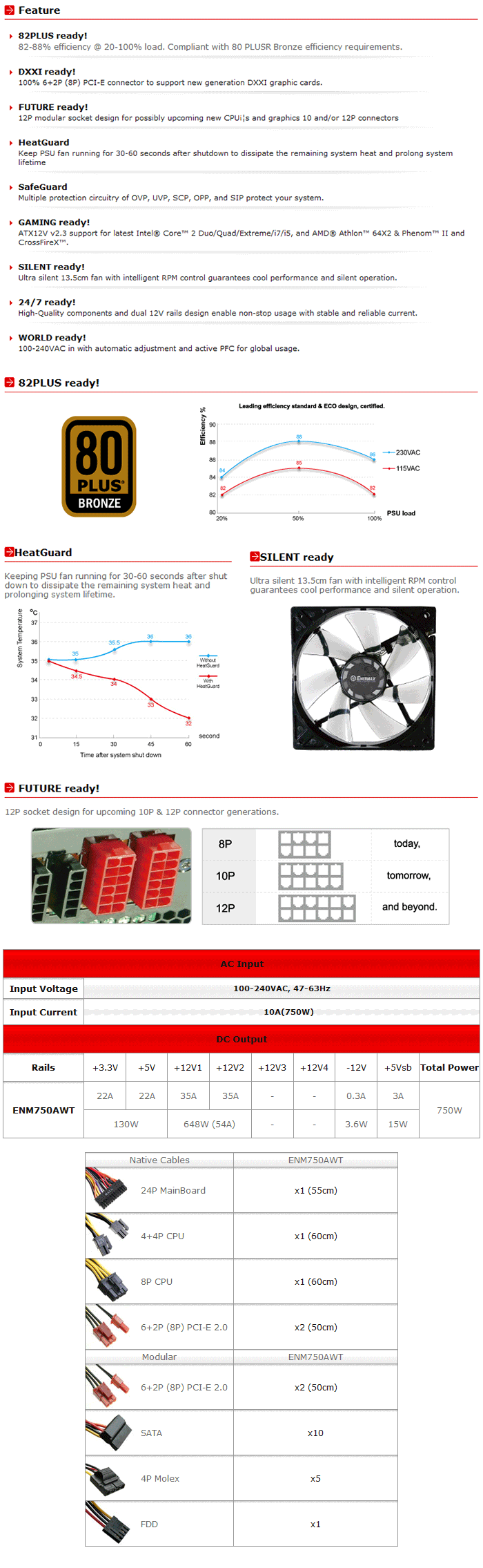 Buy Enermax NAXN 750W Modular 82+ [ENM750AWT] | PC Case Gear Australia