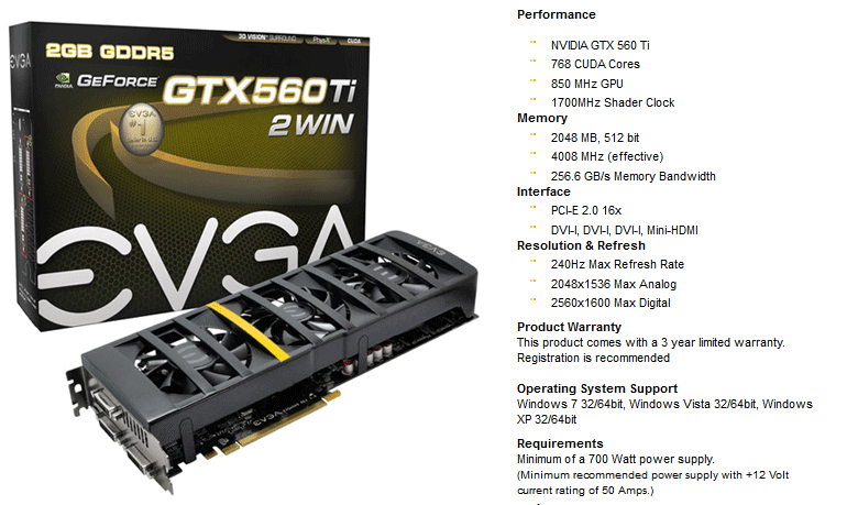 Buy EVGA GeForce GTX 560 Ti 2WIN 2GB [02-P3-1569-KR] [11E-GTX560-2GBFTW ...