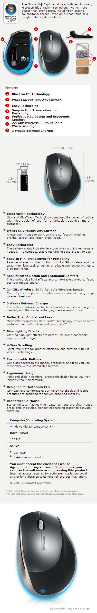 Buy Microsoft Explorer Mouse [5AA-00008] | PC Case Gear Australia