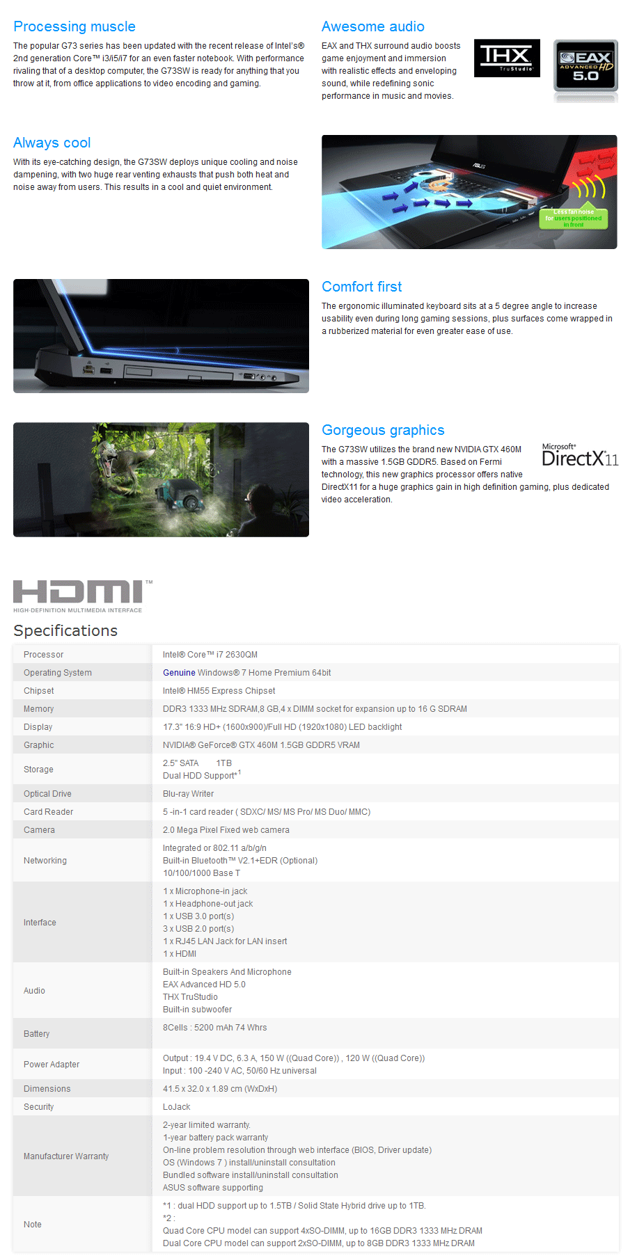 Buy ASUS G73SW-FHD-TZ200V 17inch Notebook [G73SW-FHD-TZ200V] | PC Case ...