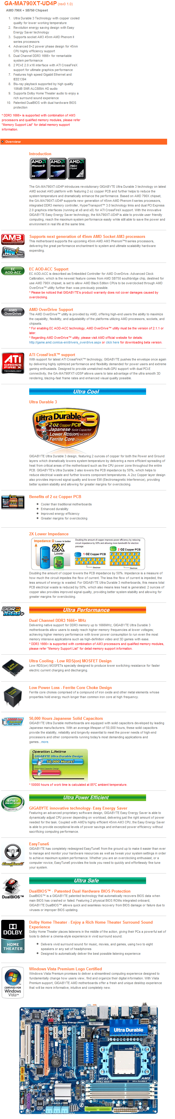 Buy Gigabyte GA-MA790XT-UD4P Motherboard [GA-MA790XT-UD4P] | PC Case Gear Australia