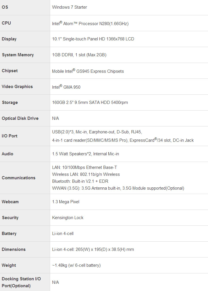 Buy Gigabyte Touch Note T1028X Netbook [GA-T1028X] | PC Case Gear Australia