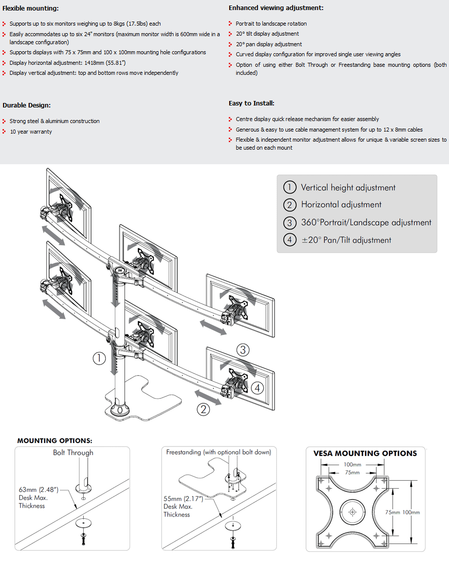 Buy Atdec Spacedec Freestanding Hex Monitor Mount [13SD-FS-HEX] | PC ...