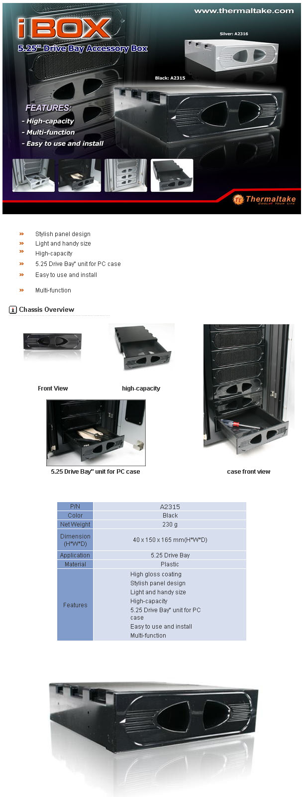 Buy Thermaltake iBOX 5.25 Black [TT-IBOXBK] | PC Case Gear Australia