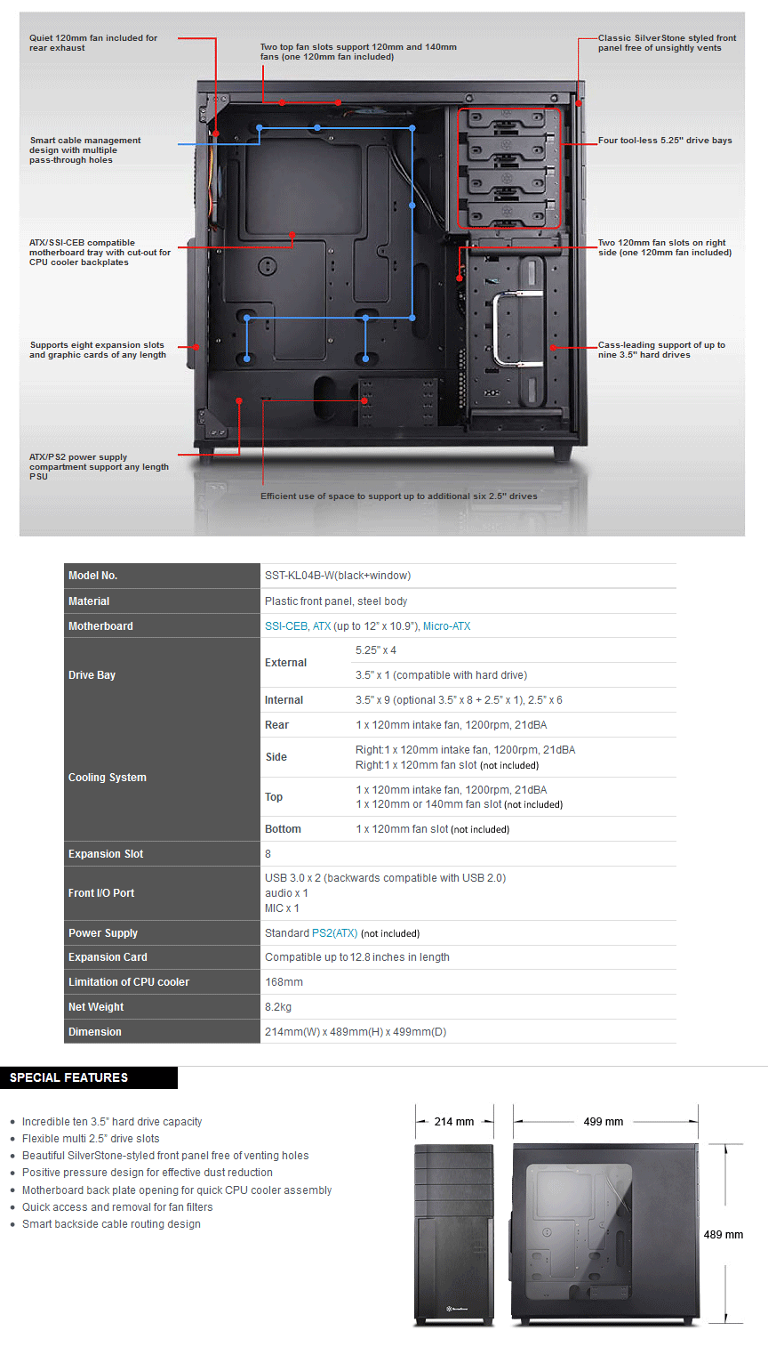 Buy Silverstone KL04 Black with Window USB 3.0 [KL04B-W] | PC Case Gear ...