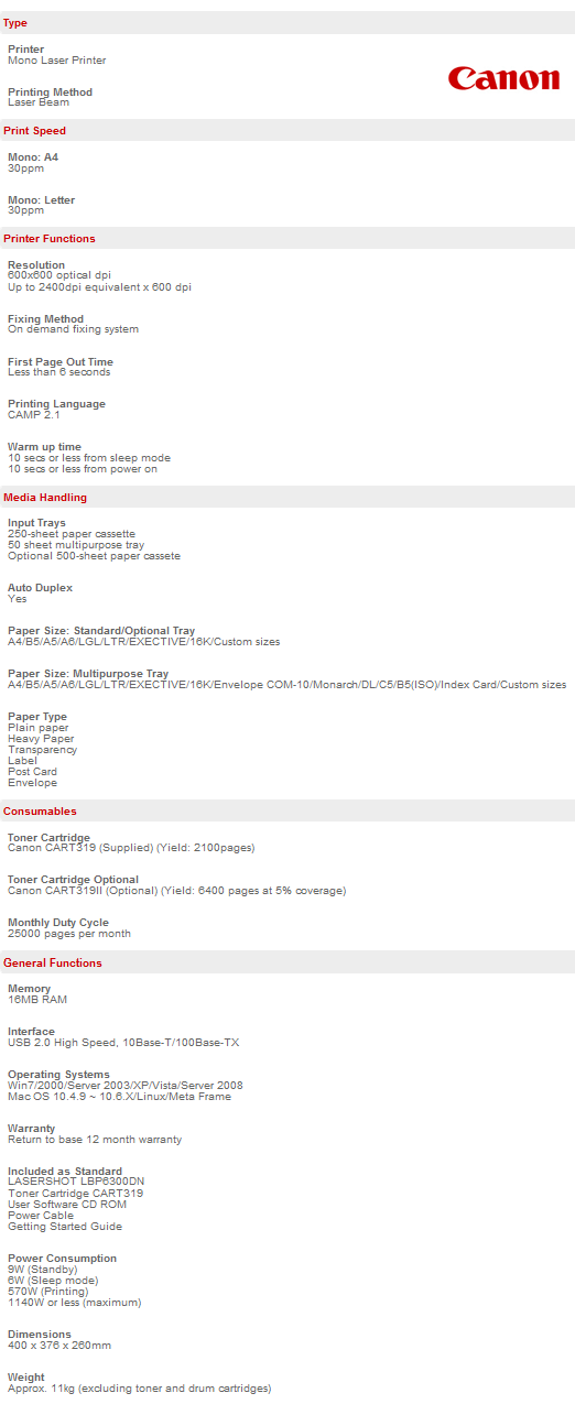 Buy Canon LBP6300DN Laser Printer [LBP6300DN] | PC Case Gear Australia