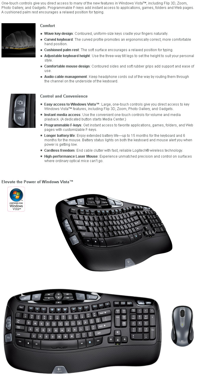 Buy Logitech Cordless Desktop Wave [920-000600] | PC Case Gear Australia