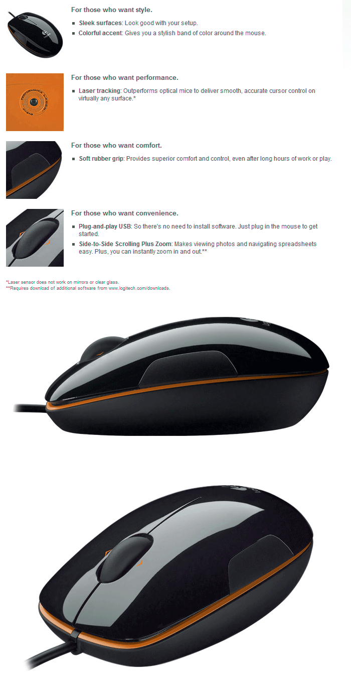 Buy Logitech LS1 Corded Laser Mouse Orange [LT-910-000745] | PC Case ...
