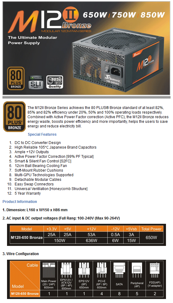 Buy Seasonic M12II 650W Power Supply [PSUSEAM12II-650W] | PC Case Gear ...