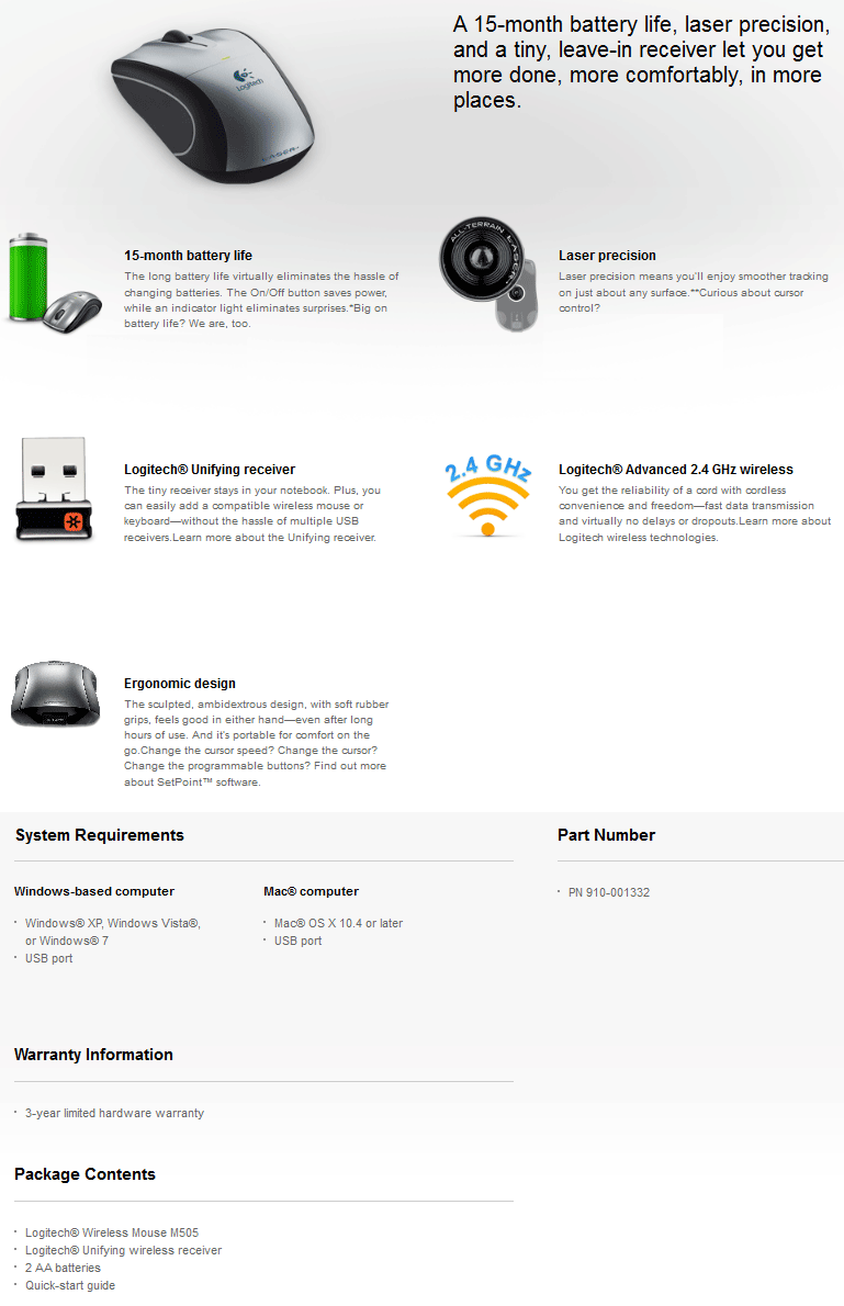 Buy Logitech M505 Wireless Mouse Light [910-001332] | PC Case Gear ...