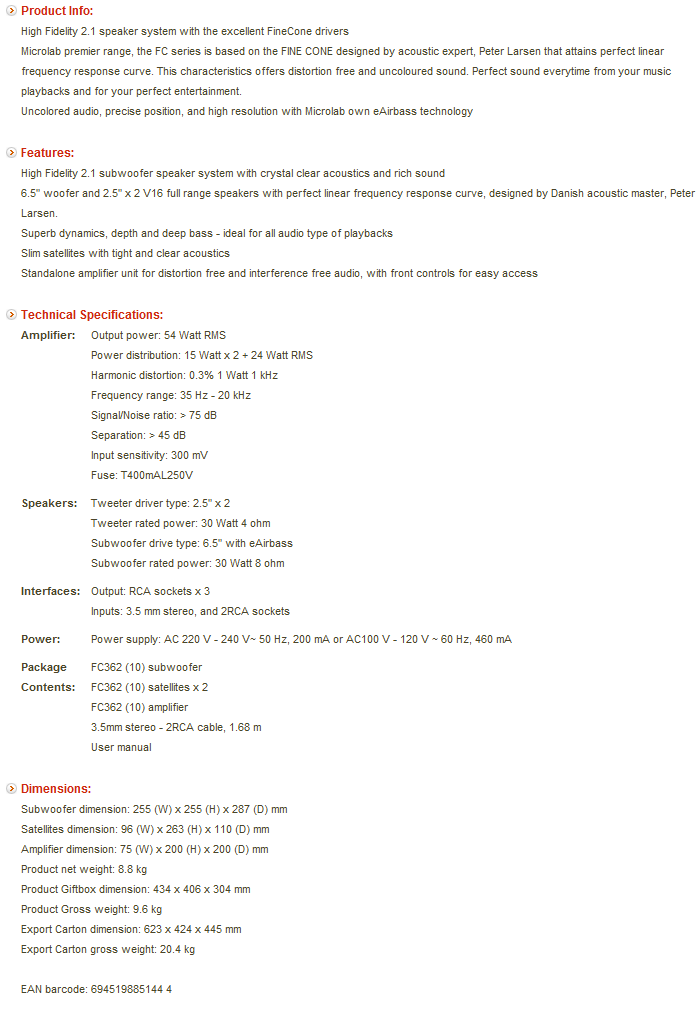 Buy Microlab FC362 FineCone 2.1 Speaker System [MIC-FC362] | PC Case ...
