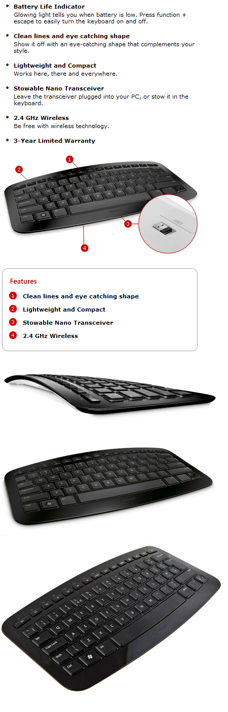 Buy Microsoft Arc Keyboard [zzzJ5D-00018(ARCKB)] | PC Case Gear Australia