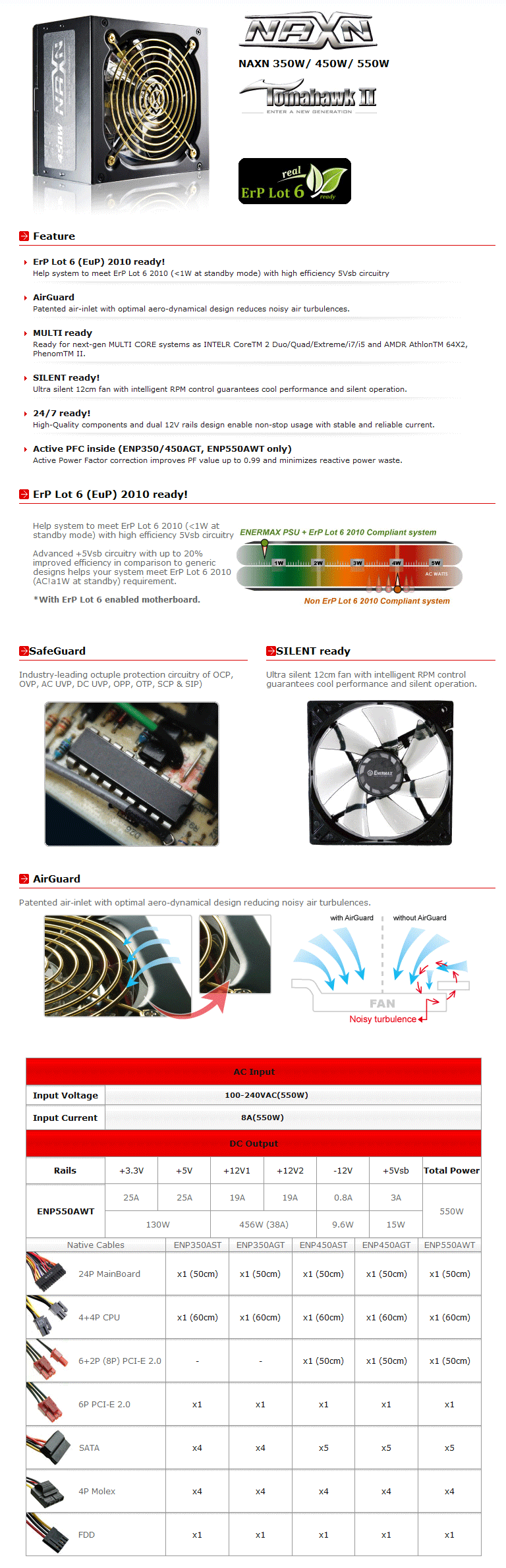 Buy Enermax NAXN Tomahawk II 550W [EN-ENP550AWT] | PC Case Gear Australia