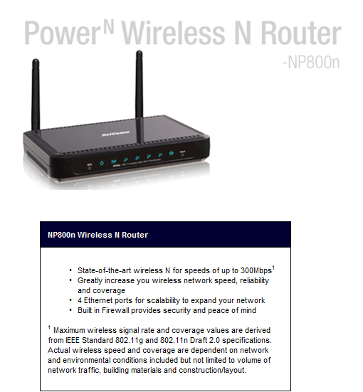 Buy Netcomm NP800n Wireless Router [NP800N] | PC Case Gear Australia