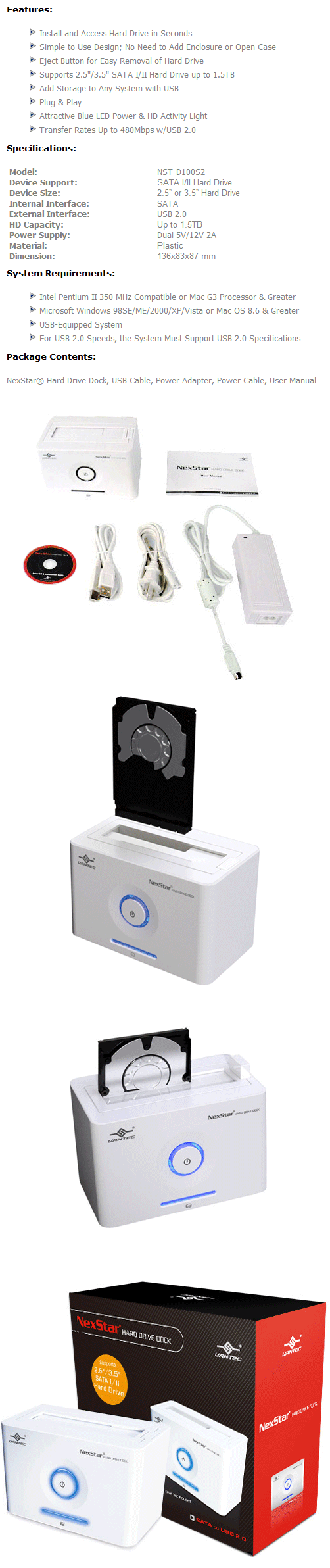 Buy Vantec NexStar Hard Drive Dock NST-D100S2 [ACVANSTD100S2] | PC Case ...