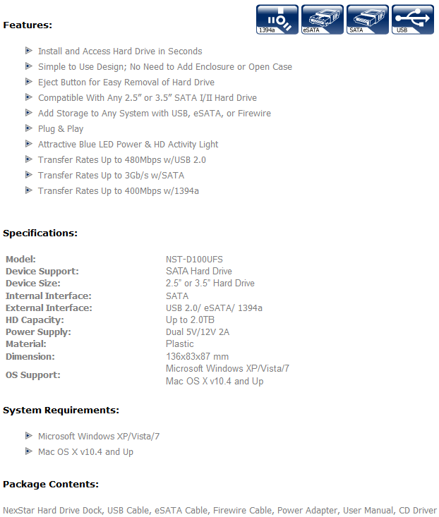 Buy Vantec NST-D100UFS Nexstar HDD Docking Station [NST-D100UFS] | PC ...