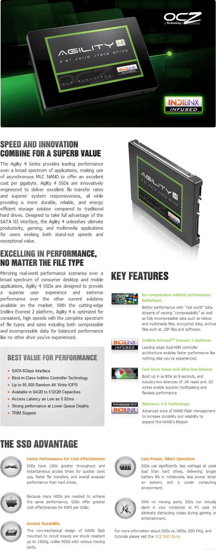 Buy OCZ Agility 4 256GB SSD [OCZ-AGT4-25SAT3-256G] | PC Case Gear Australia