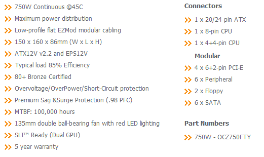 Buy OCZ Fatal1ty Series 750W Modular [PSOC750FTY] | PC Case Gear Australia